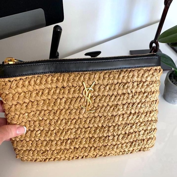 Saint Laurent | Bags | Saint Laurent Pannier Straw Tote Bag In Natural ...